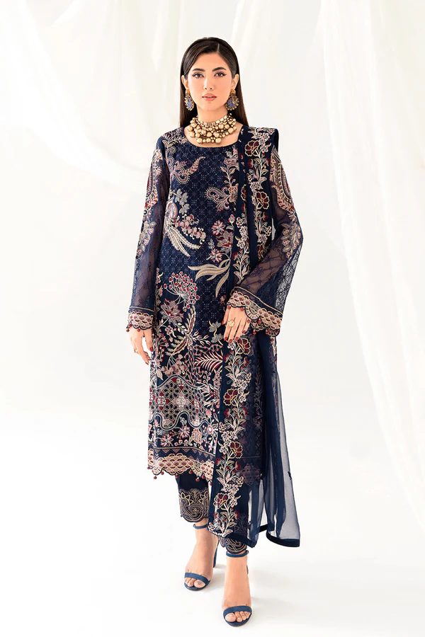 Navy Blue Pakistani Salwar Kameez Diamond Work With Heavy Embroidery ...